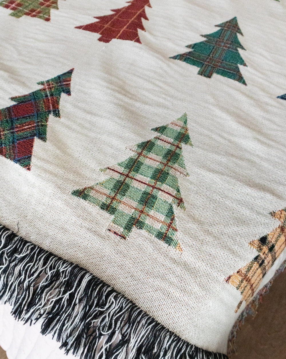 Plaid Trees Christmas Blanket - Frankie Print Co